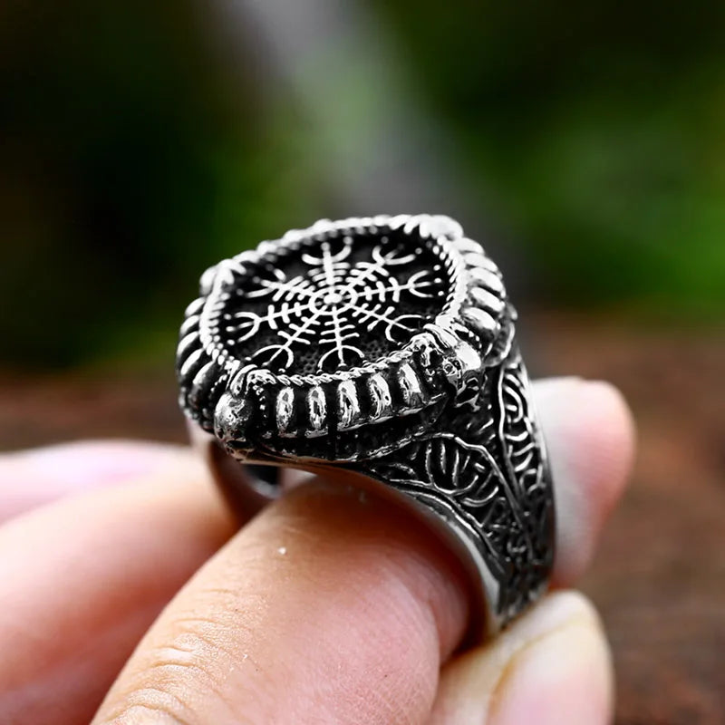 Ægishjálmr Helm of Awe Viking Pagan Ring | Norse Scandinavian Jewelry ...