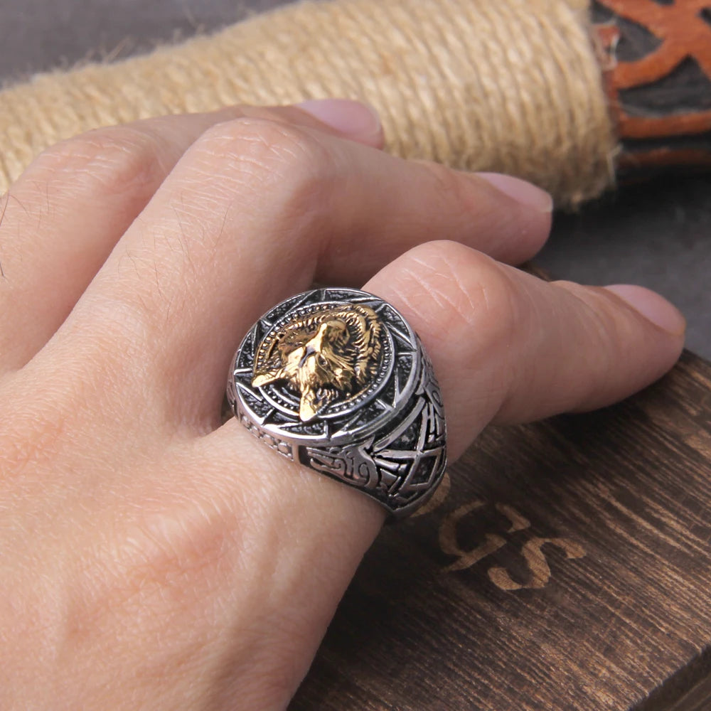 Wolf Engraved Othala Viking Ring | Norse Pagan & Scandinavian Jewelry ...
