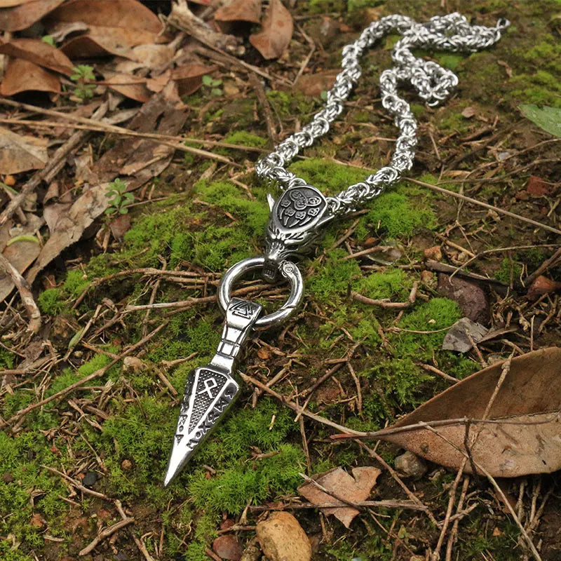 Handcrafted Gungnir Spearhead Bjorn Necklace - Byzantine King Chain