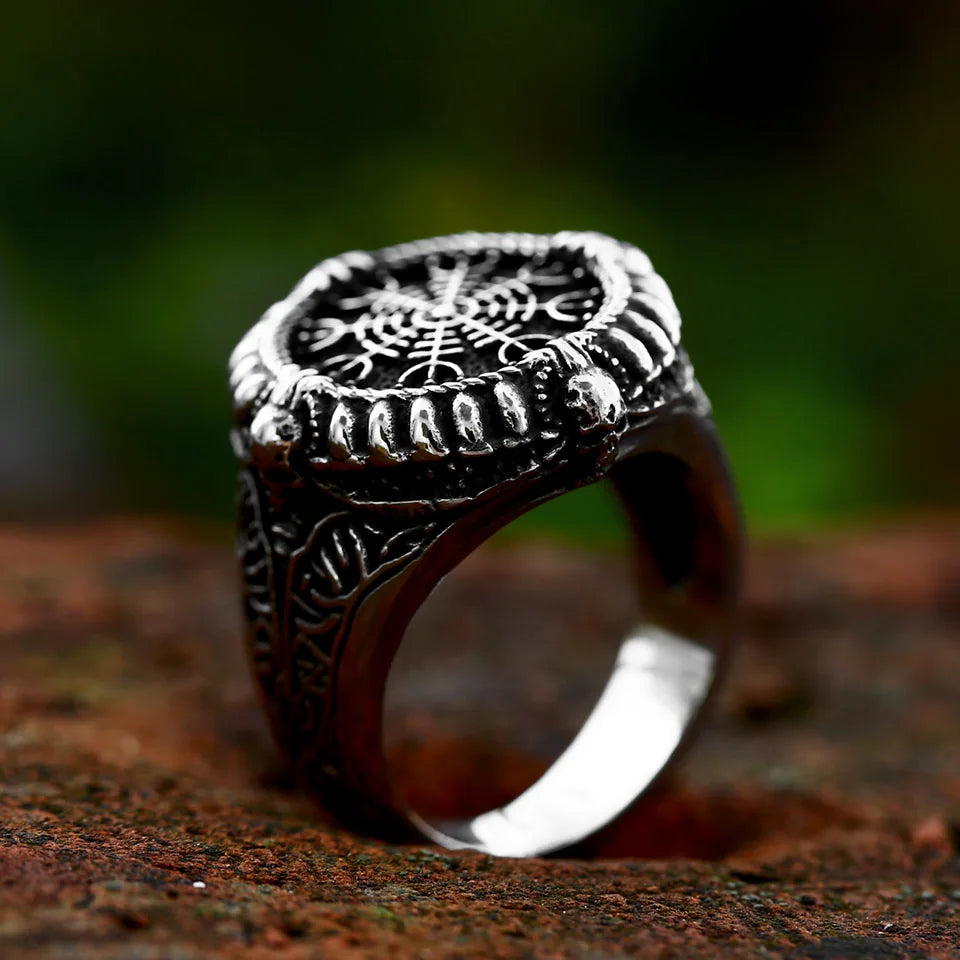 Ægishjálmr Helm of Awe Viking Pagan Ring | Norse Scandinavian Jewelry ...