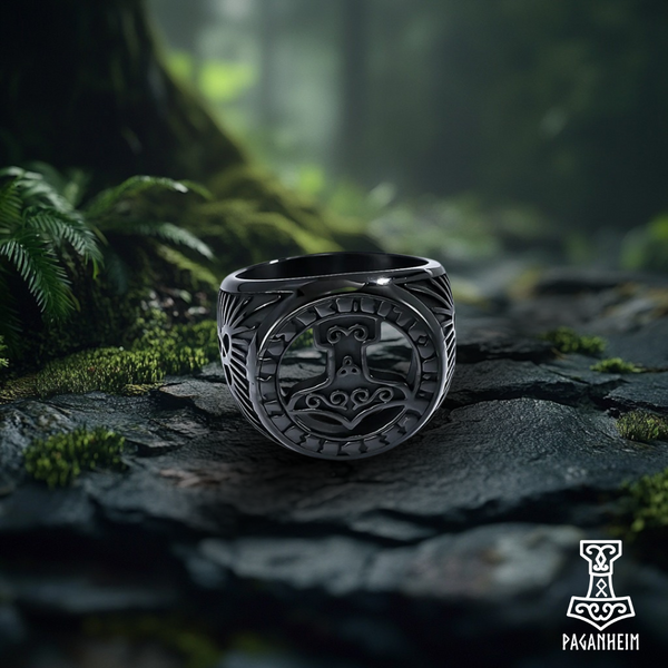 Thor's Hammer Skåne Mjölnir Triquetra Rings | Norse Pagan Jewelry