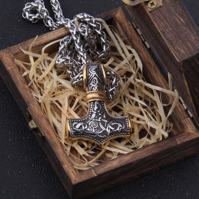 Mammen Art Style Mjölnir - Norse Pagan Thor's Hammer Viking Amulet